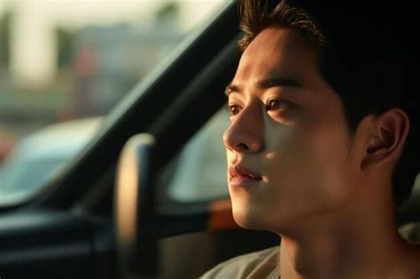 Premium Photo A Man Sitting In The Passenger Seat Of A Car