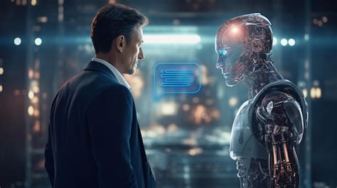 Premium Photo Person Talking Or Chat With Robot Ai Technology Of