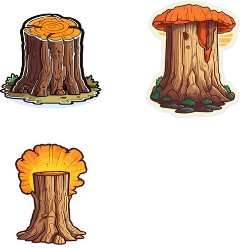 Three Different Types Of Tree Trunks Are Shown With One Being A Large