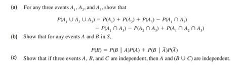 Solved A For Any Three Events A1 A2 And A3 Show That
