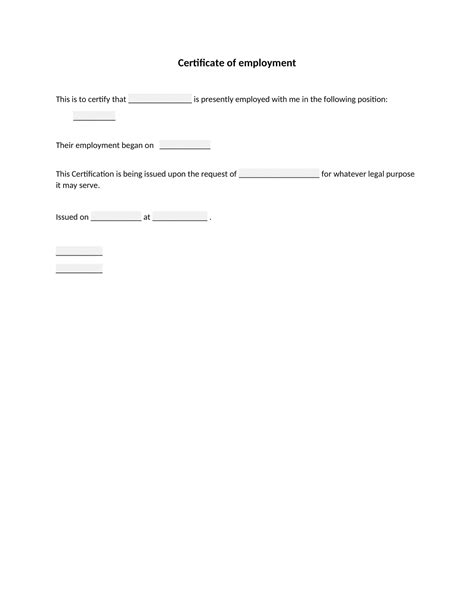 Free Printable Certificate Of Employment Templates PDF Word