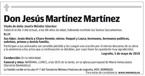 Esquela de Don Jesús Martínez Martínez Fallecimiento Esquela en La