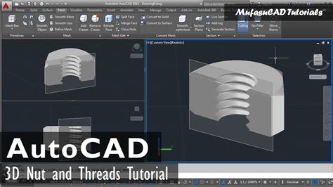 Autocad 3d Nut And Threads Tutorial Youtube