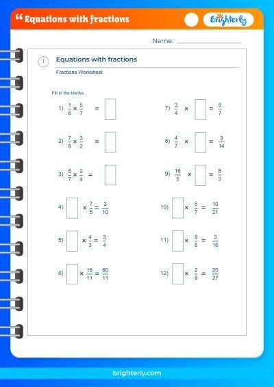 Free Equations With Fractions Worksheets Pdfs Brighterly