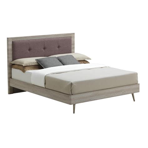 Belvoir Double Bed Grey Oak And Mocca Fabric Belvic Furniture