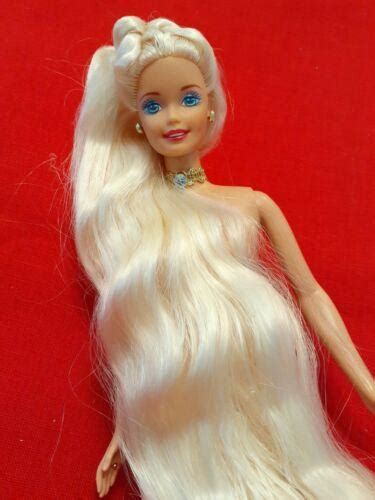 Barbie Extra Long Blonde Hair Nude Gold Earrings Blue Eyes 3678549497