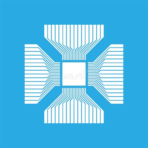 Cpu Microprocessore Microchip Circuito Icona Piana Simbolo Nero