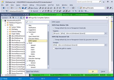 Ssms Main Window And Tab Caption