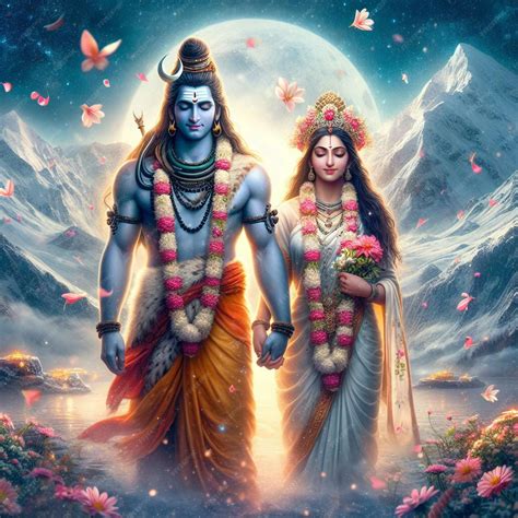 Premium Photo Marriage Of Shiva And Parvati Wearing Garland Of