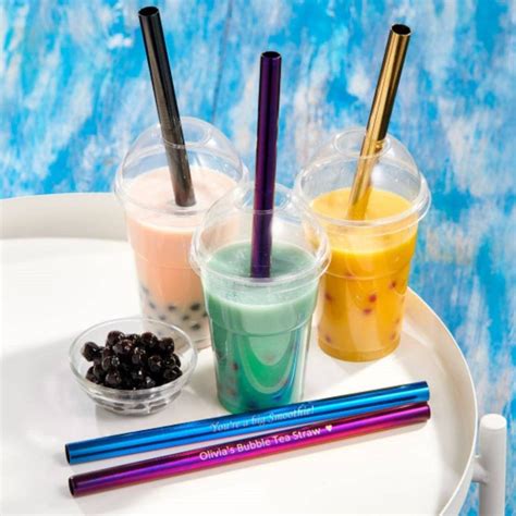 Personalised Metal Boba Bubble Tea Straws Engraved Drinking Straw