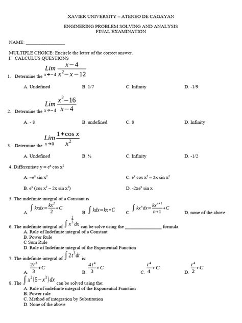 Final Examination Problem Solving And Analysis Questionnaire Pdf Strength Of Materials Force