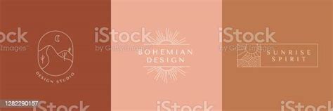 線性 Boho 圖示和符號向量集 太陽標誌設計範本 現代極簡主義風格的裝飾抽象設計項目向量圖形及更多商標圖片 商標 布波族 精神上的
