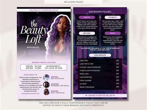 Acuity Lash Template Lash Acuity Scheduling Template Lash Tech Booking Site Canva Template