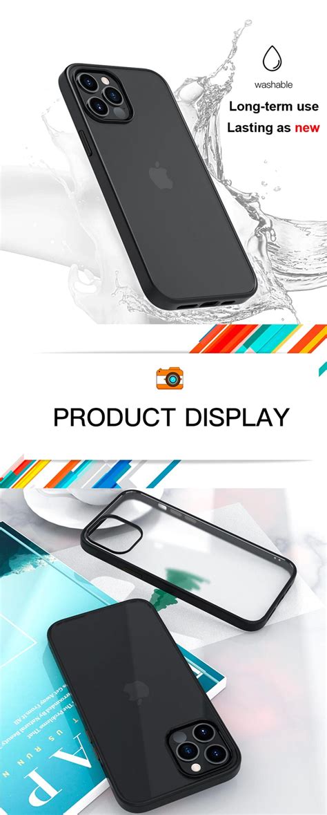 Fashion Matte Transparent Transparent Shockproof Case Black Shoppodiction In