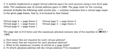 solved 3 a system implements a paged virtual address space