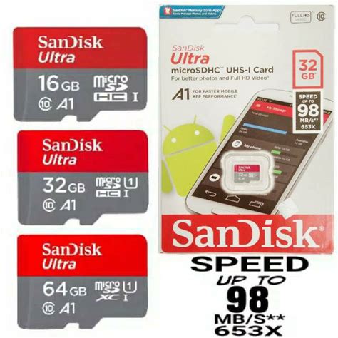 Memory Memori Card Micro Sd Sandisk Ultra Class 10 16gb 32gb 64gb