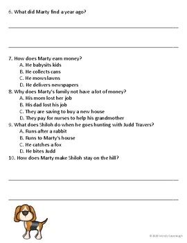 Shiloh Chapter 3 4 Quiz By Mrs Cavanaughs Class TPT