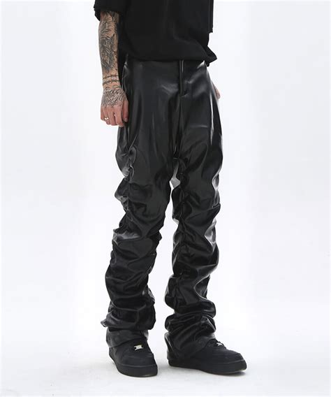 Leather Stacked Pants V Urkoolwear