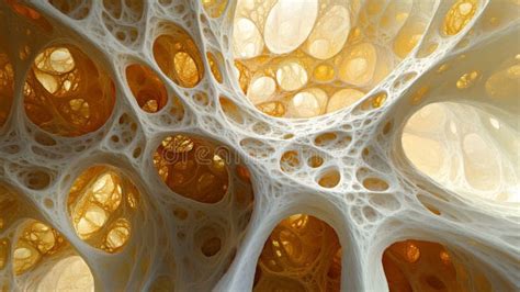 Abstract Interconnected Network Of White And Yellow Cavities Stock