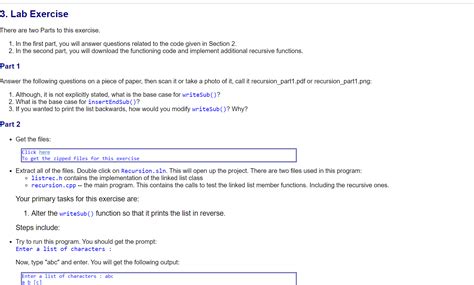 Solved 3 Lab Exercise There Are Two Parts To This Exercise Chegg