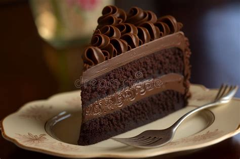 Chocolate Cake With Rich Chocolate Icing Ai Stock Illustration