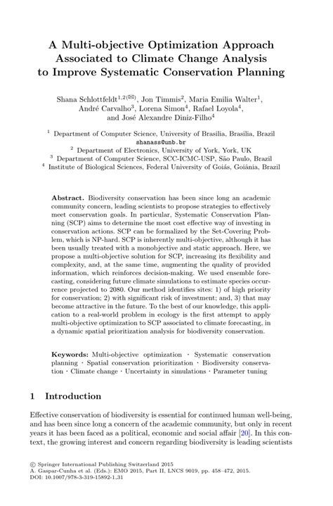 Pdf A Multi Objective Optimization Approach Associated To Climate Change Analysis To Improve
