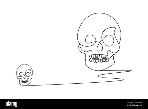 Human Skull Continuous One Line Drawing And And Minimalist Style Isolate Outline Vector