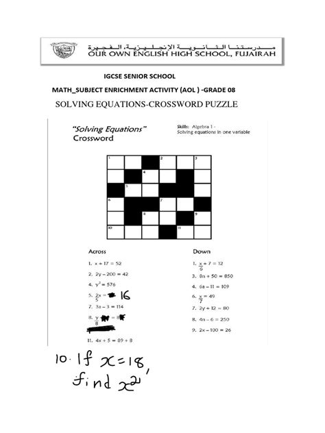 Math Subject Enrichment Activity Aol Pdf