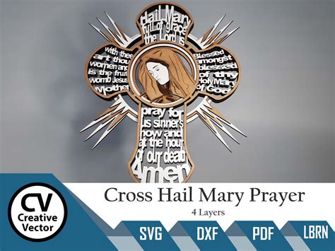 Cross Hail Mary Prayer 4 Layers Creative Vector