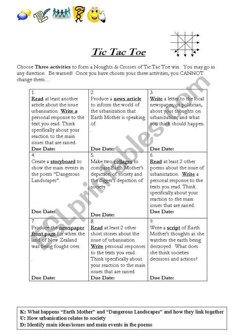 Tic Tac Toe Urbanization ESL Worksheet By Angel01