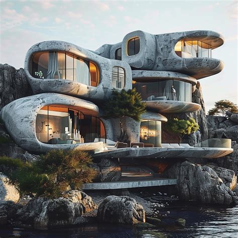 3d Architectural Rendering Futuristic Modern House Premium AI