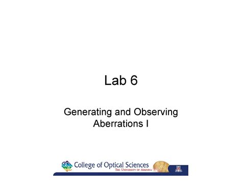 Generating And Observing Aberrations I Lab 6 Opti 510l Docsity