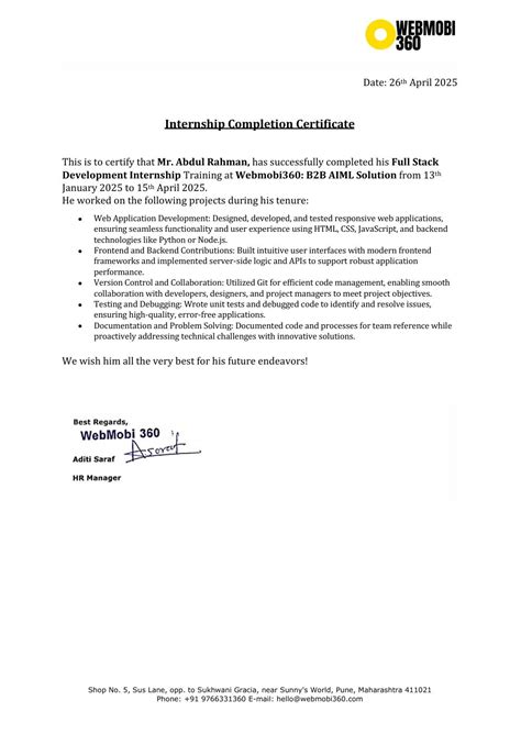 Webdevelopment Fullstackdeveloper Internship Learningjourney Abdul Rahman