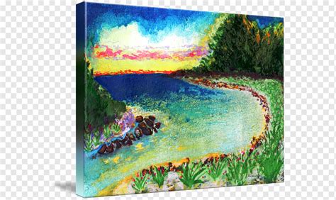 Pintura em aquarela Arte Pintura acrílica ilha tropical Pintura em