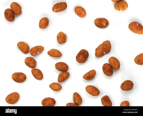 Crispy Peanut Isolated On White Background Coated Peanuts Isolated
