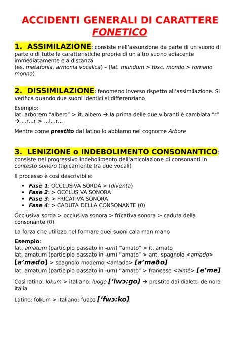 Appunti Glottologia E Linguistica Accidenti Generali Di Carattere