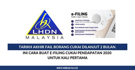 Cara Buat E Filing Cukai Pendapatan 2020 Untuk Kali Pertama