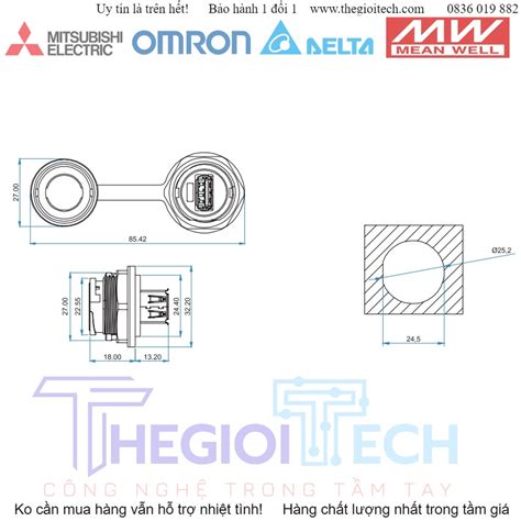 Usb Jack Ethernet LAN Port Connector For Power Panel Cabinet Industrial Control Box With