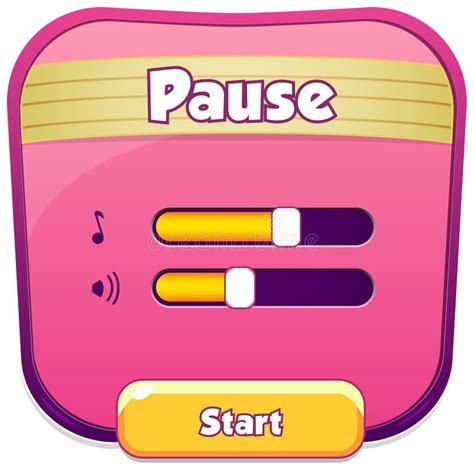 Pause Menu Scene Pop Up With Sound Music And Buttons Stock Vector