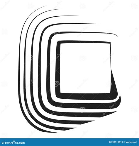 Concentric Square Element Square With Drawn Lines Vector Illustration Element Stock Vector
