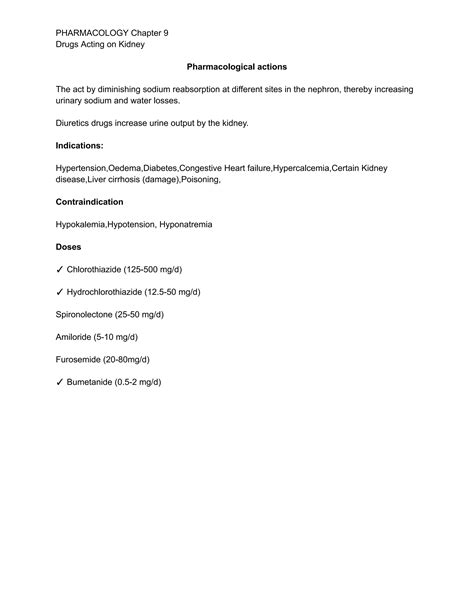 Notes Chapter No 9 Diuretics And Anti Diurecticspdf