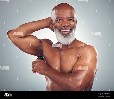 Portrait Of Black Man With Roll On Deodorant Smile And Body Care