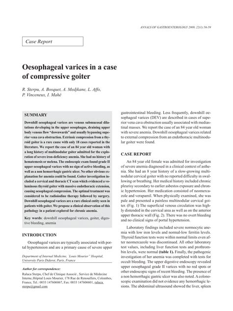 Pdf Oesophageal Varices In A Case Of Compressive Goiter