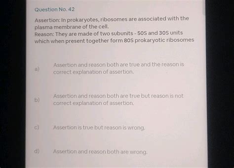 Question No 42 Assertion In Prokaryotes StudyX