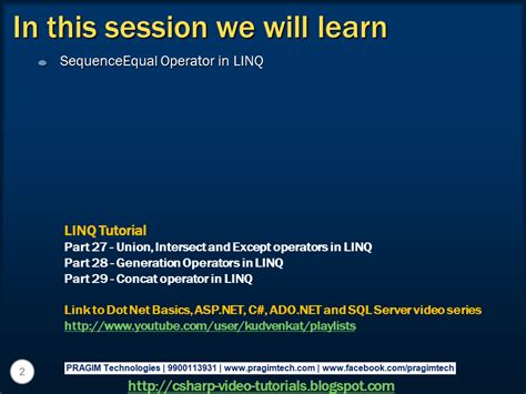 Sql Server Net And C Video Tutorial Part 30 Sequenceequal