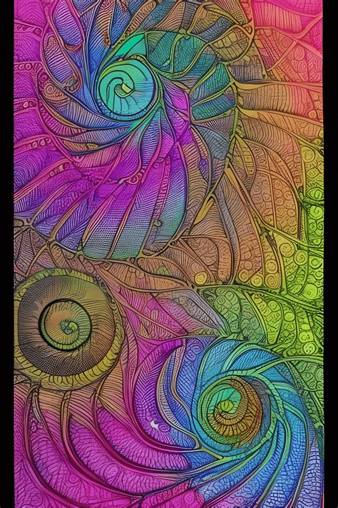 Fibonacci Sequence Highly Detailed And Intricate Colored Stipple In