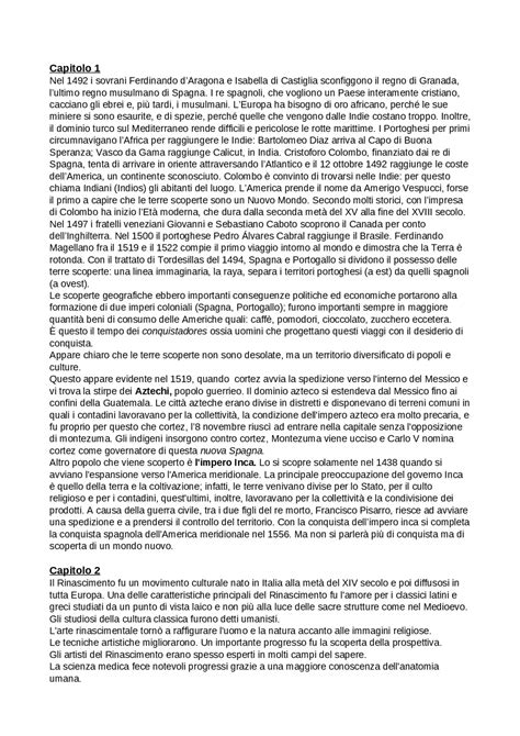 Sintesi Per Capitoli Del Libro Del Corso Di Storia Moderna Sintesi