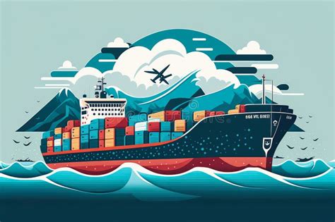 Navigating The Trade Routes Cargo Ship Sailing Through A Bustling Port