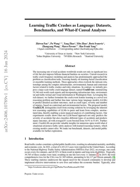 Learning Traffic Crashes As Language Datasets Pdf Traffic Collision