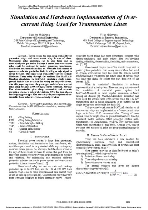 Simulation And Hardware Implementation Of Over Current Relay Used For Transmission Lines Ac